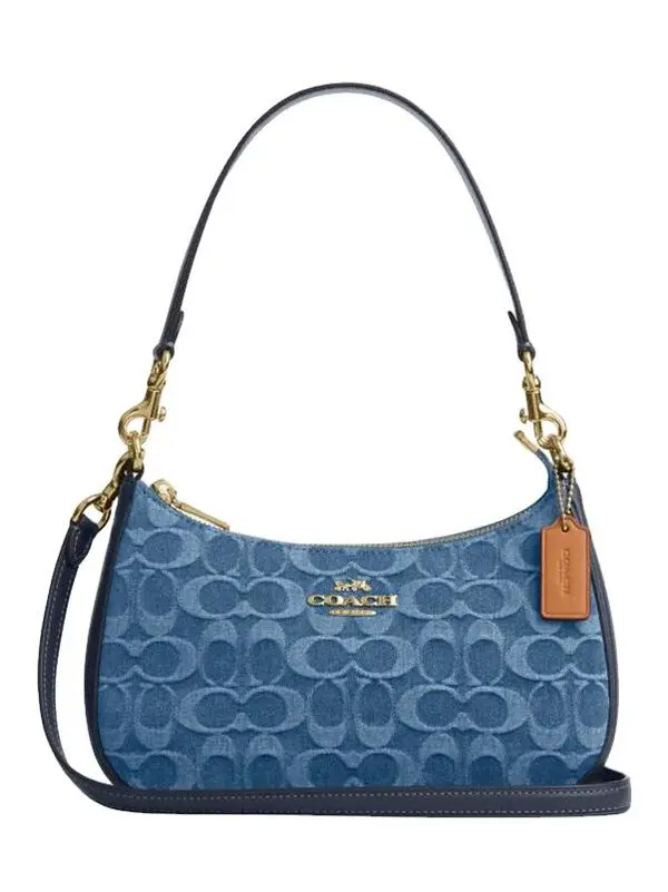 COACH® Teri Signature Denim Shoulder Bag - Denim/gold/indigo