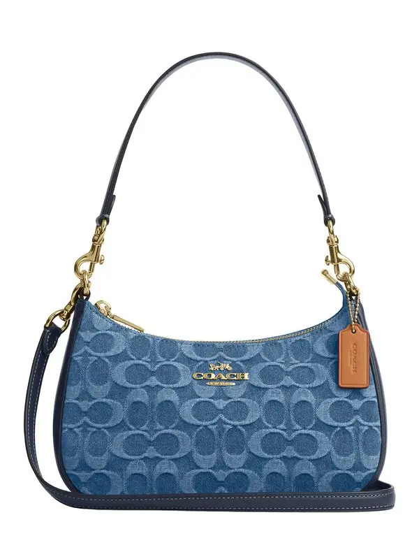 COACH OUTLET Coach® Teri Signature Denim Shoulder Bag - Gold/indigo