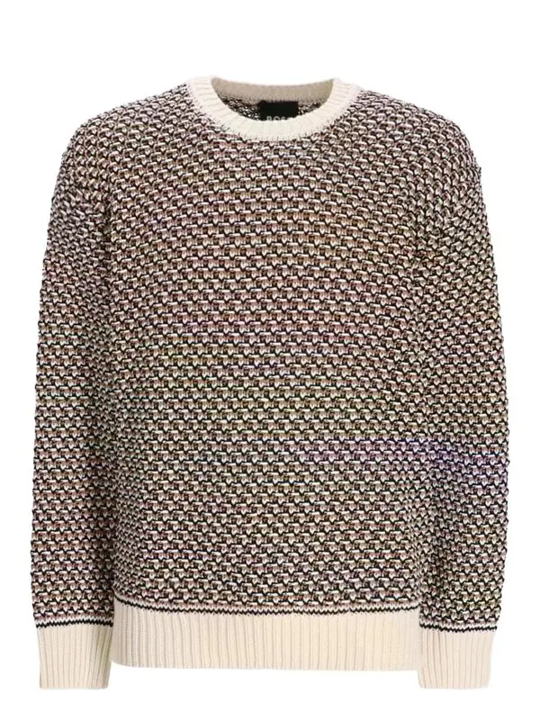 BOSS Round-neck Geometric Print Sweater - Neutrals