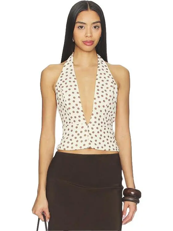 Majorelle Leona Top - Pale Yellow Polka Dot