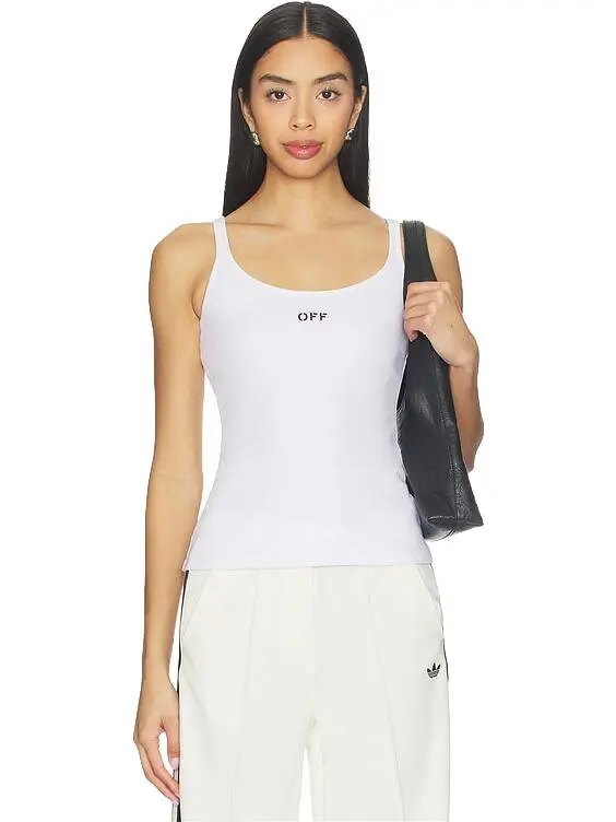 Off-White Off Stamp Rib Tank Top - White & Black