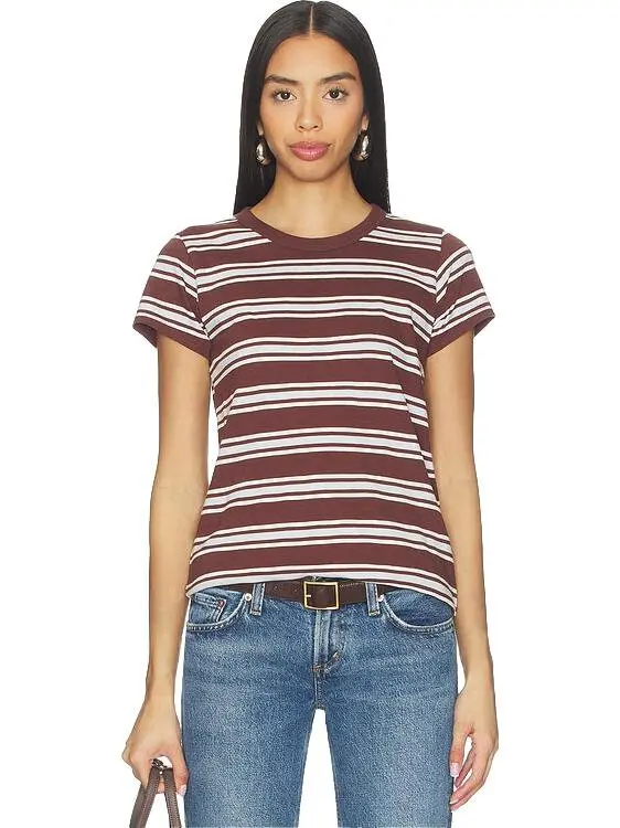 Rag & Bone Slub Striped Tee - Brown Blue Multi