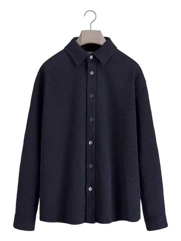 Dior Oblique Shirt - Navy Blue Cotton Jacquard
