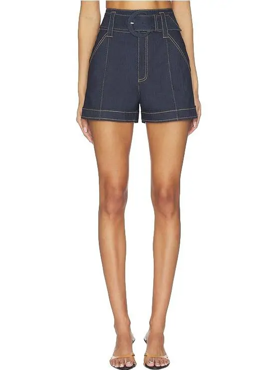 Cinq À Sept Denim Belted Shorts - Navy