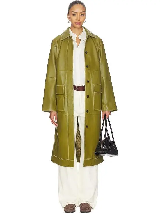 ALIGNE Mountain Leather Coat - Olive
