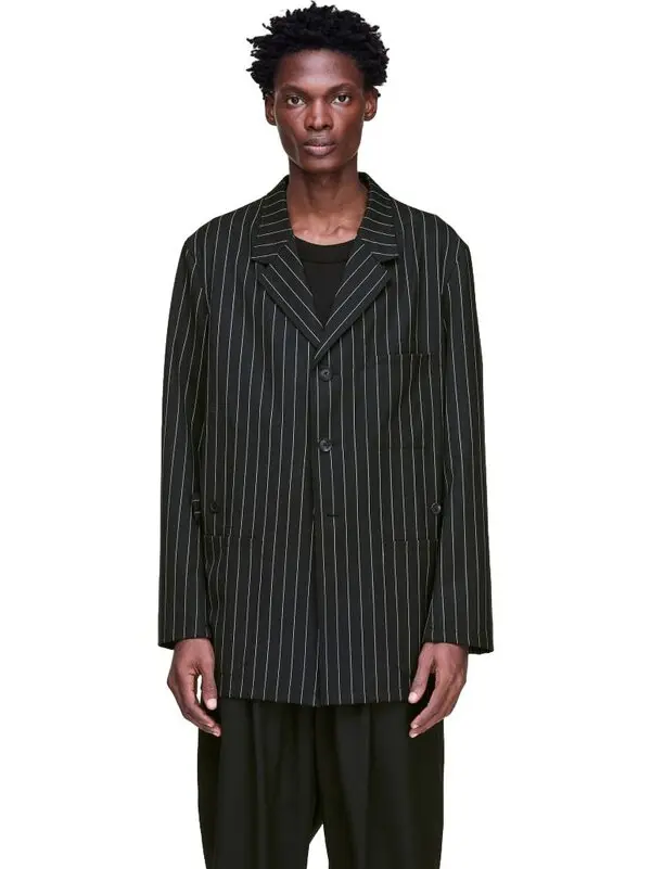 Adidas Pinstripe Refined Wool Chore Coat - Black