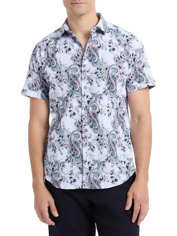 Robert Graham Pickwick Short Sleeve Button-up Shirt - White Multi