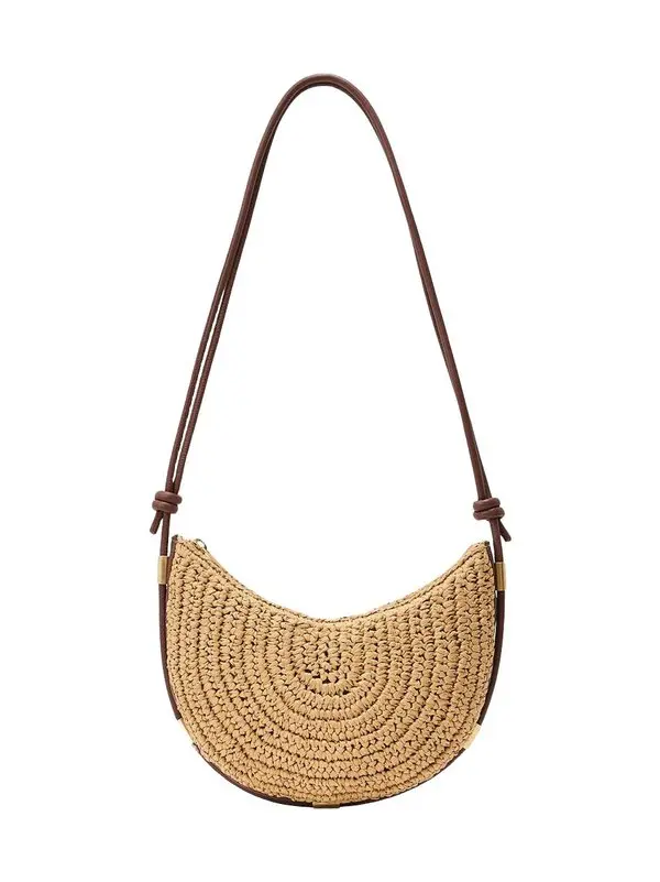 REISS Woven Raffia Shoulder Bag - Natural