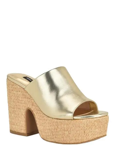 Nine West Olley Platform Slide Sandal - Gold 710