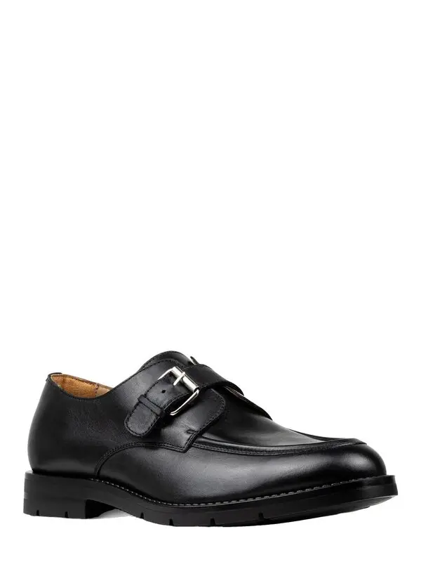 DONALD PLINER Calan Leather Monk Strap Shoe - Black