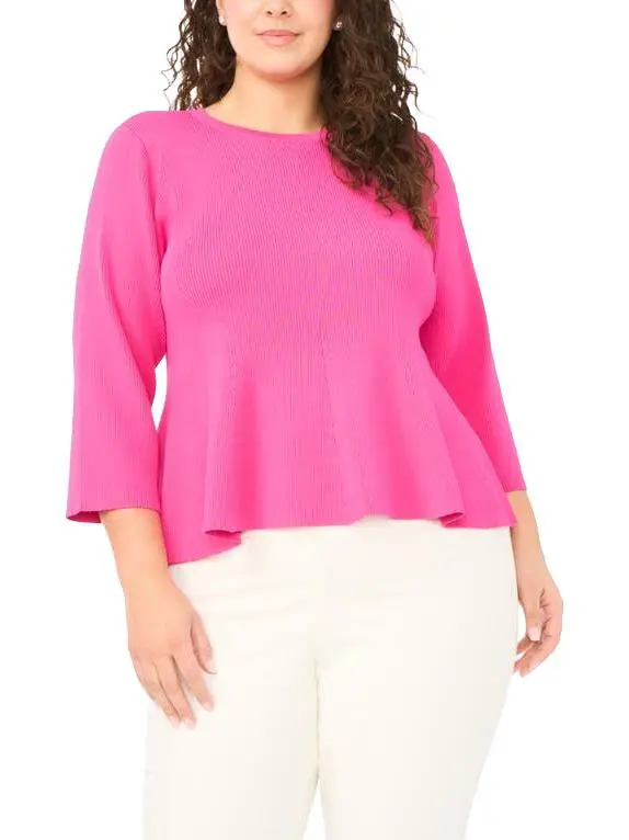 Halogen Rib Peplum Sweater - Rose Violet