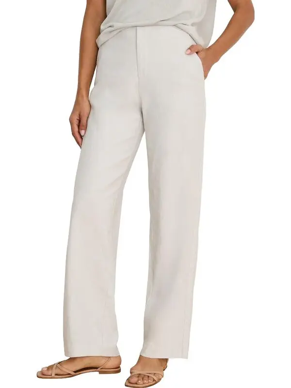 NIC+ZOE Lenox Linen Blend Pants - Silver Wisp