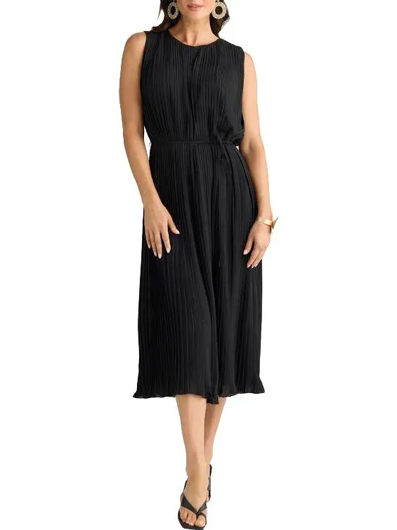 BRAVE+TRUE Tansy Pleat Tie Belt Midi Dress - Black