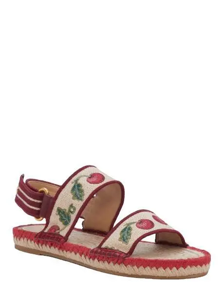 Valentino Garavani Cherryfic Double Strap Espadrille Sandals - Natural/red
