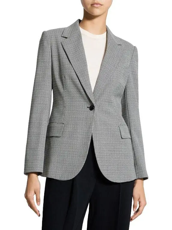 Theory Lynnia Houndstooth Blazer - Black Multi