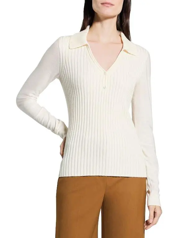 Theory Merino Wool Knit Shirt - New Ivory