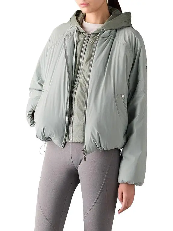 Moose Knuckles Tegan Water Repellent Layered Down Bomber Jacket - Dusty Jade