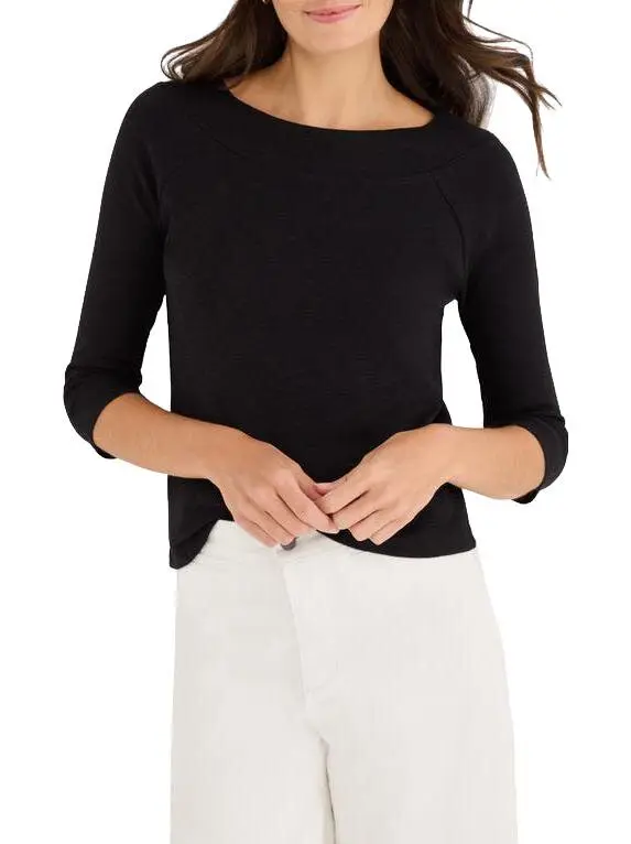 NIC+ZOE Boat Neck Three-quarter Sleeve Top - Black Onyx