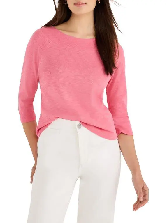 NIC+ZOE Boat Neck Three-quarter Sleeve Top - Raspberry