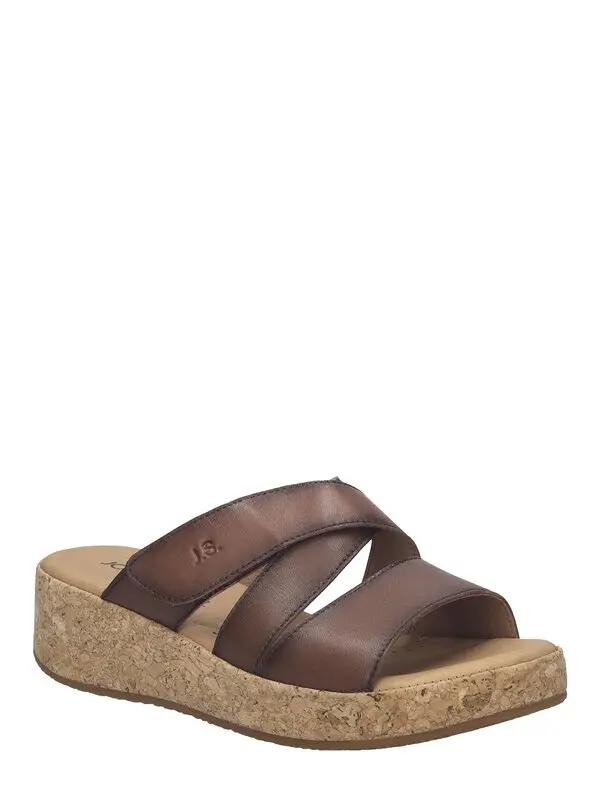 Josef Seibel Platform Wedge Slide Sandal - Cognac