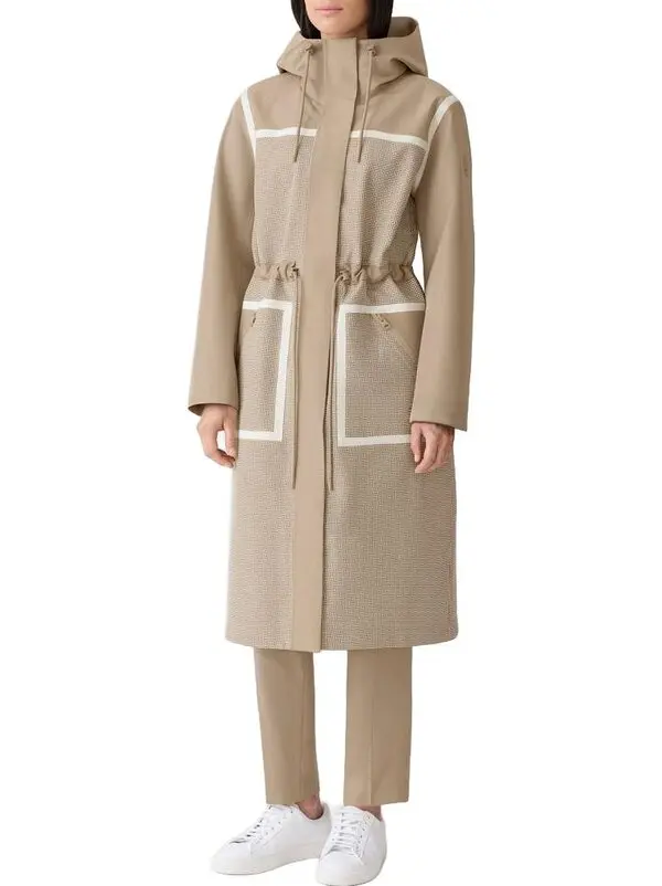 Mackage Jana-ht Houndstooth Tech Raincoat - Light Camel-cream