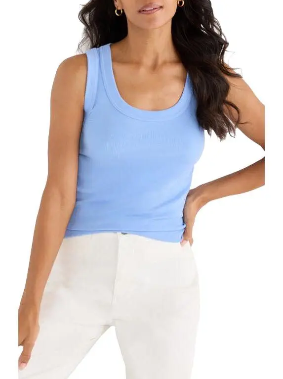 NIC+ZOE Perfect Knit Rib Scoop Neck Tank - French Blue