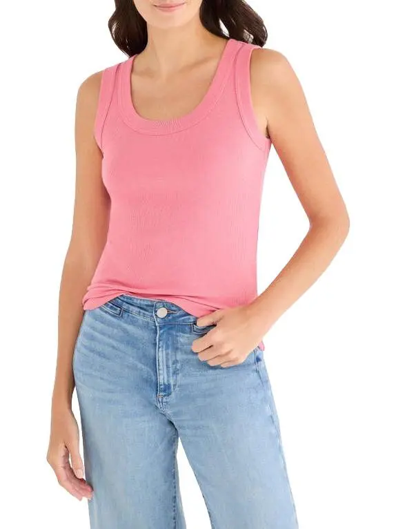 NIC+ZOE Perfect Knit Rib Scoop Neck Tank - Raspberry