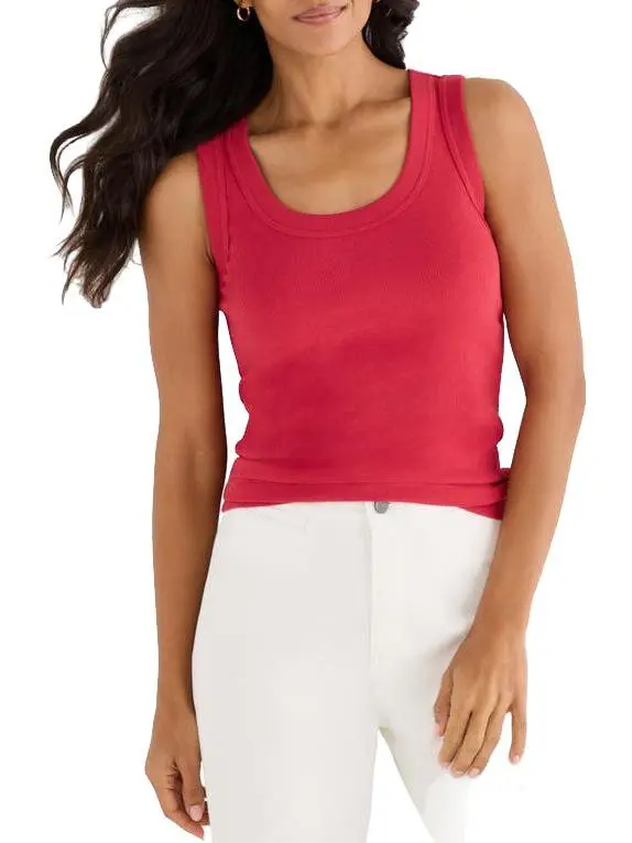 NIC+ZOE Perfect Knit Rib Scoop Neck Tank - True Red