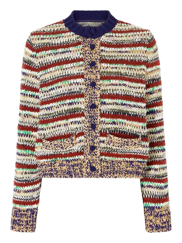 Sacai Striped Cotton-blend Cardigan - Multi