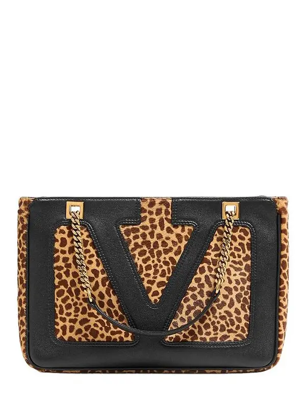 Valentino Garavani Viva Superstar Small Leopard Print Tote - Tan