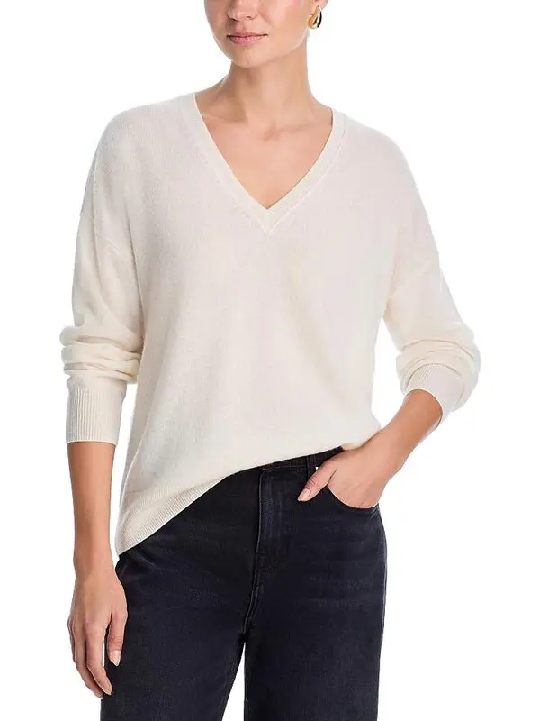 Bloomingdale'S 100% Cashmere V-neck Sweater - Ivory