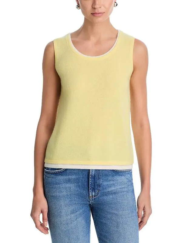 Bloomingdale'S 100% Cashmere Scoop Neck Tank Sweater - Buttercup/ivory