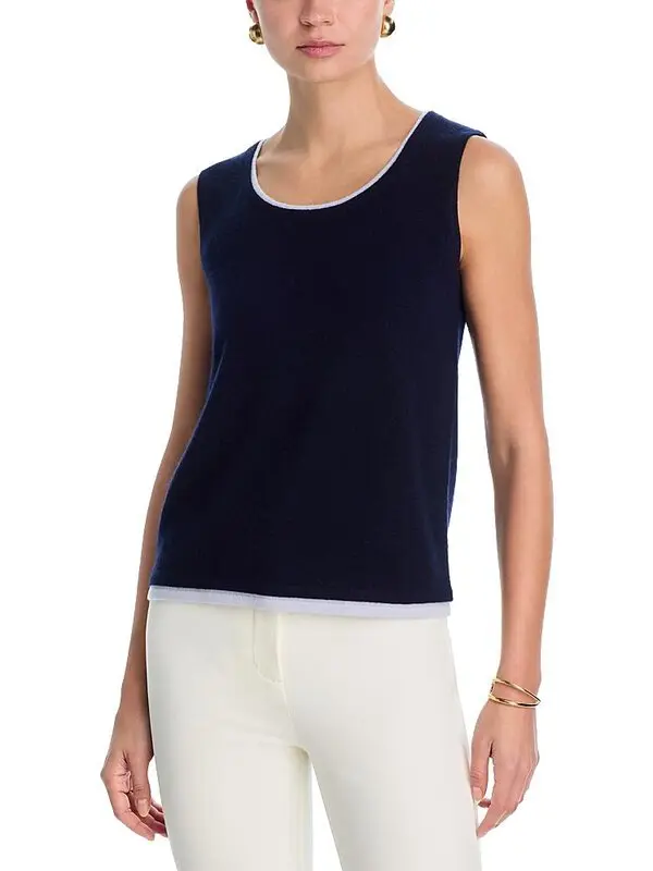 Bloomingdale'S 100% Cashmere Scoop Neck Tank Sweater - Navy/serenity Blue