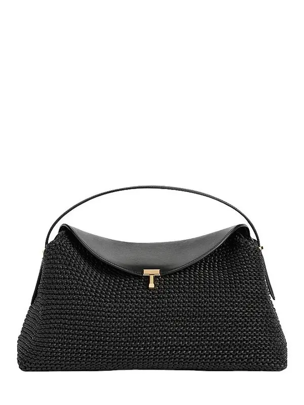 TOTEME T-lock Woven Leather Handbag - Black
