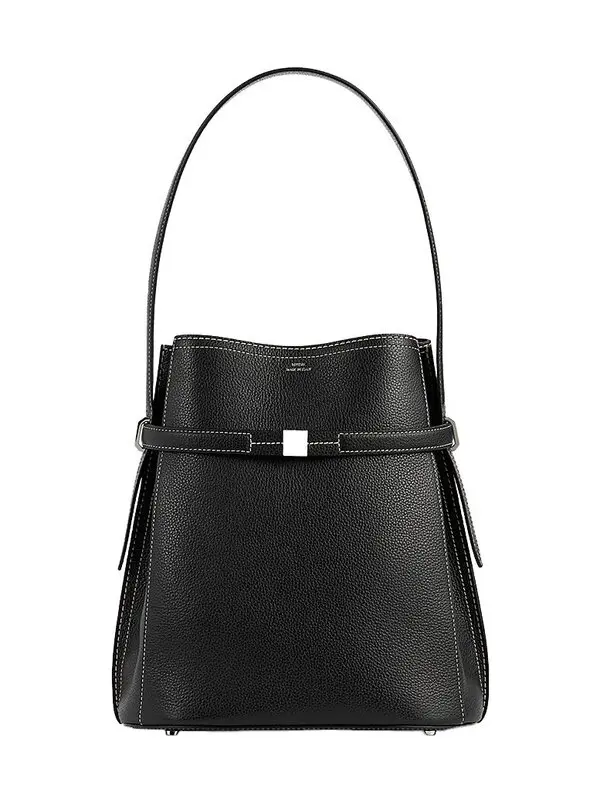 TOTEME Belted Leather Bucket Bag - Black
