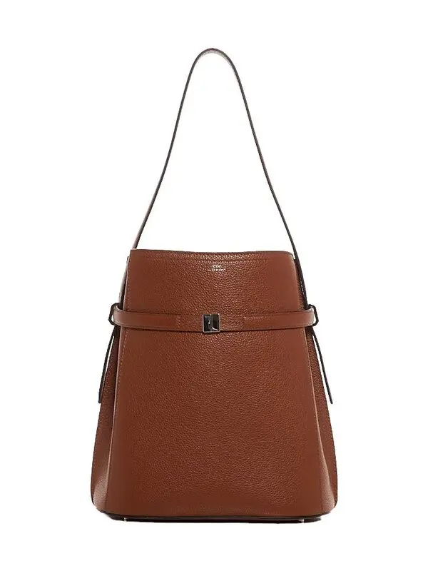 TOTEME Belted Leather Bucket Bag - Red