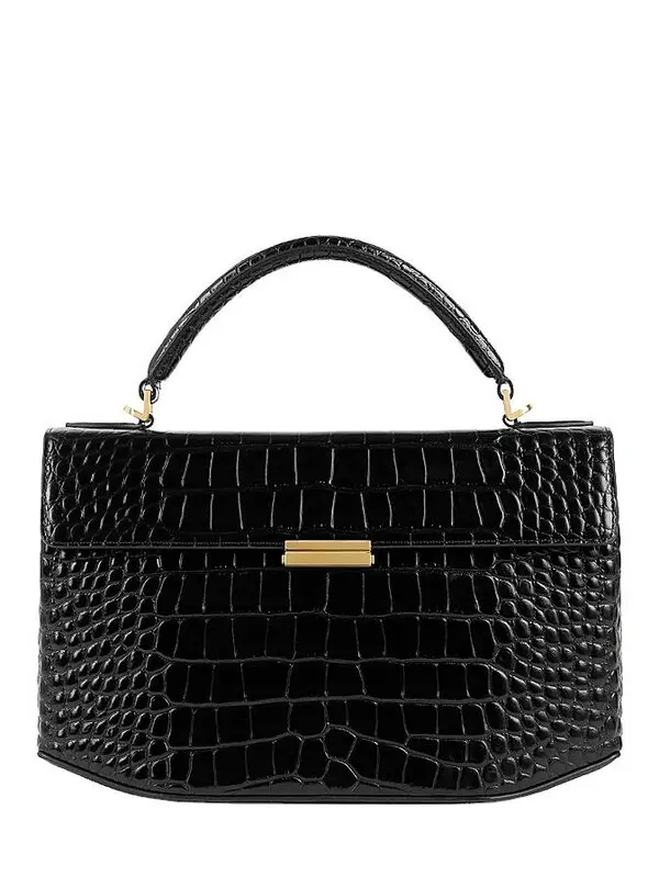 TOTEME Croco Embossed Leather Box Bag - Black