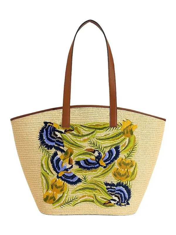 Farm Rio Raffia Basket Tote - Sunny Paradise
