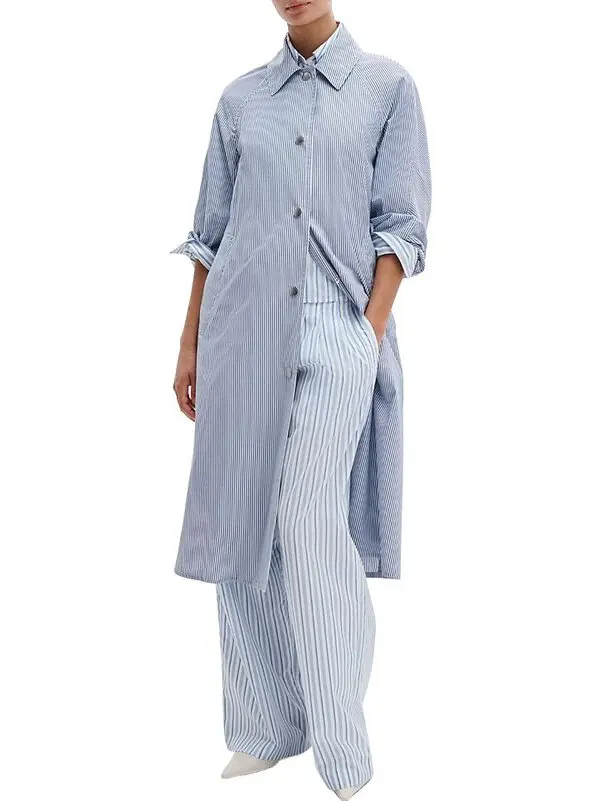 Rag & Bone Gayle Stripe Poplin Coat - Blue Stripe