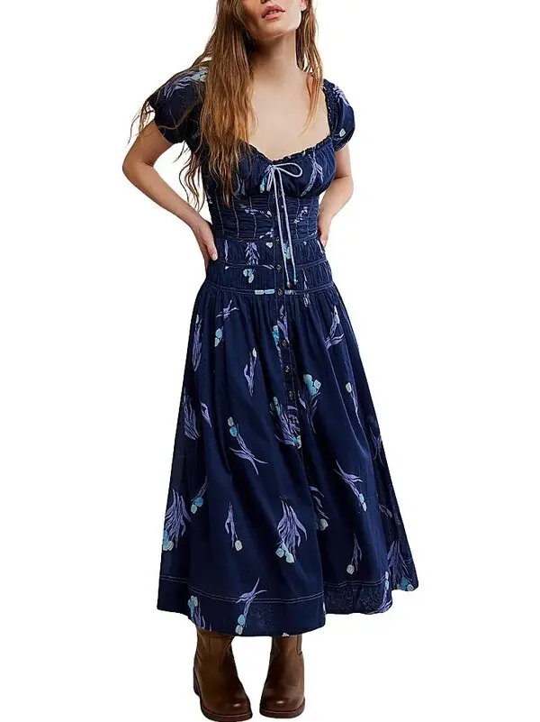 Free People Complete Me Midi Dress - Navy Combo