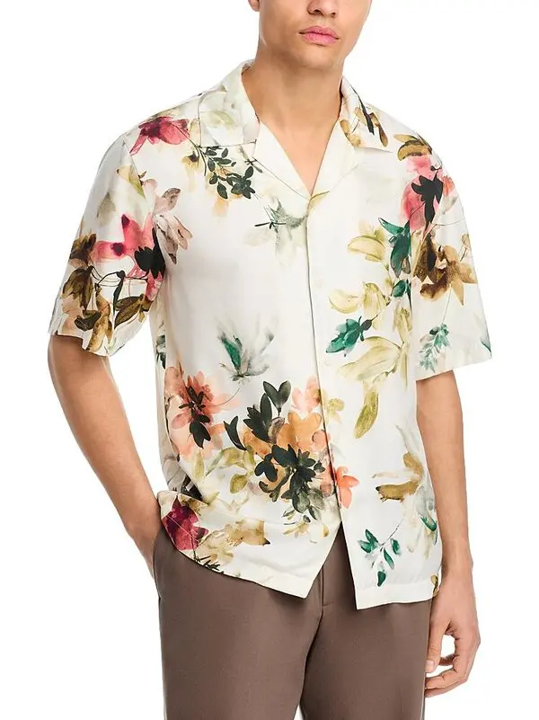 Simkhai Casper Ivory Floral Shirt - Ivory Watercolor Floral