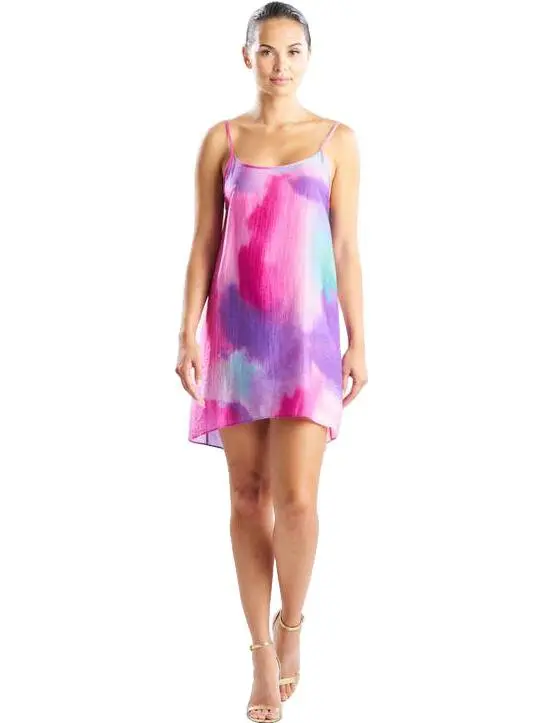 Natori Watercolor Sheer Mini Dress - Pink