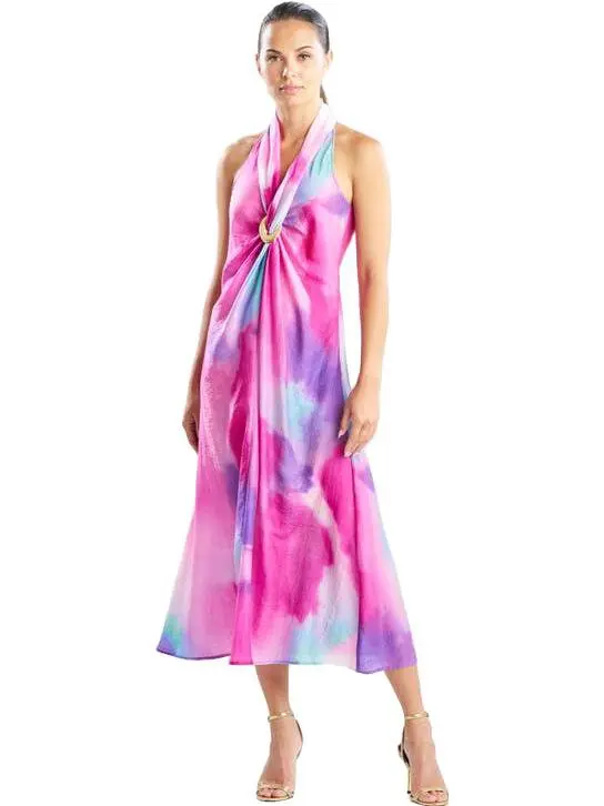 Natori Watercolor Halter Maxi Dress - Pink