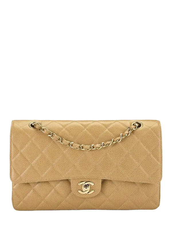 Chanel Quilted Caviar Classic Double Flap - Beige