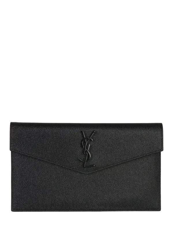 Saint Laurent Monogram Grain De Poudre Uptown Pouch - Black