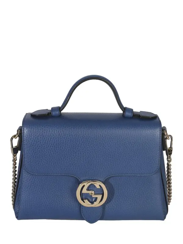 Gucci Dollar Calfskin Interlocking G Shoulder Bag - Blue