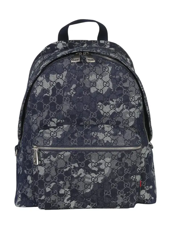 Gucci Gg Monogram Jacquard Denim Backpack - Blue
