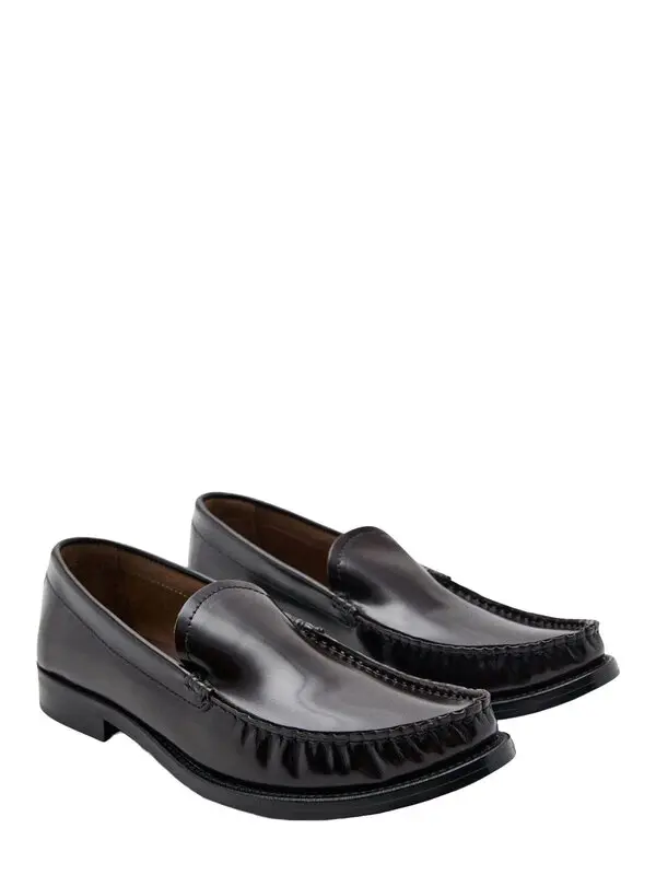 Mango Gathered Moc Toe Loafer - Chocolate