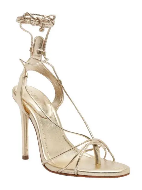 Schutz Demetria Ankle Strap Stiletto Sandal - Platina