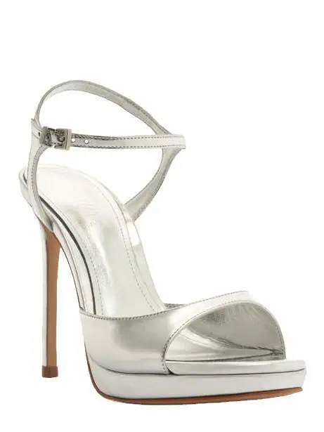 Schutz Scarlett Ankle Strap Platform Sandal - Silver